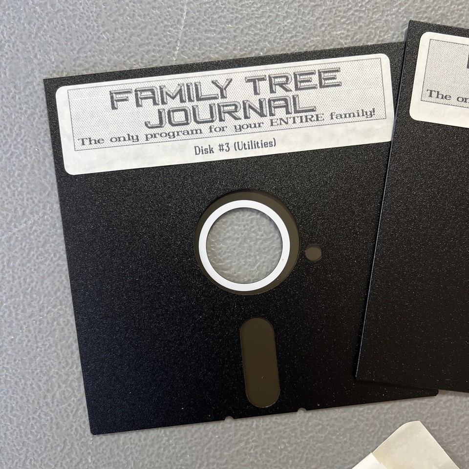 Family Tree Journal IBM Computer Format 5.25" Floppy Disk Genealogy Set ...