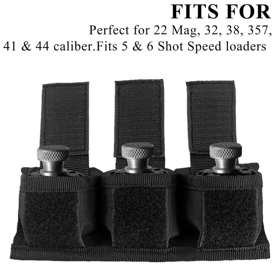 Triple Speedloader Pouch Fits .22 .38 .357 .44 Mag 5 & 6 Shots Revolver ...