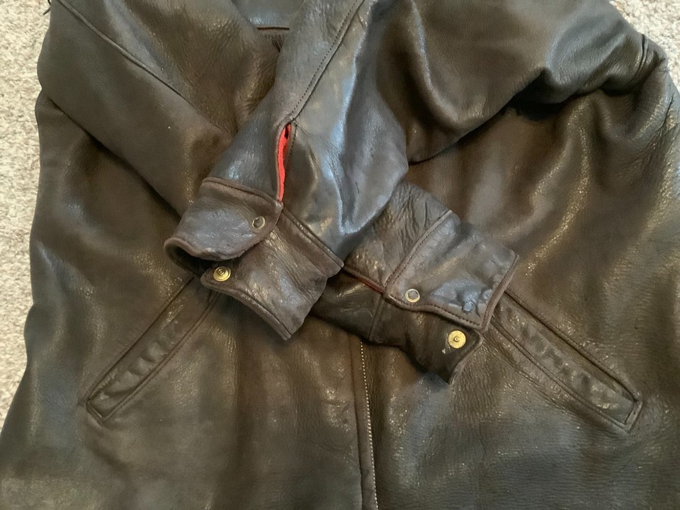 Midwestern Sport Togs Deerskin Leather Jacket Coat Brown Talon Zipper ...