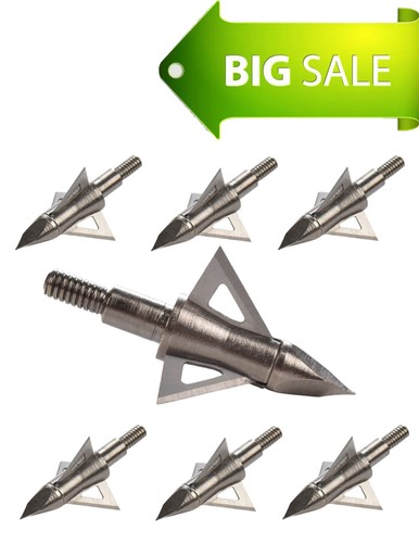 12pcs 3-Blade Broadheads Crossbow Compound Bow Arrow Head Tips Bolts ...