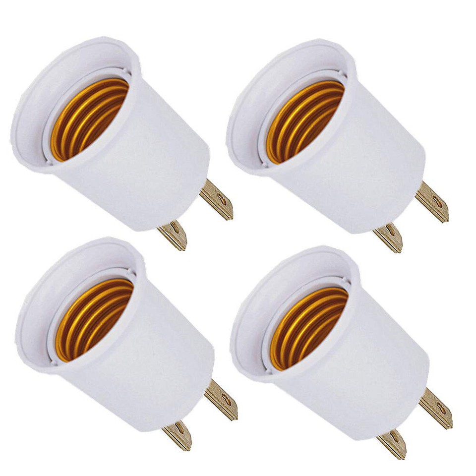4Pcs Light Socket to Plug Adapter Plug-in Light Bulb Outlet Adapter E26 ...
