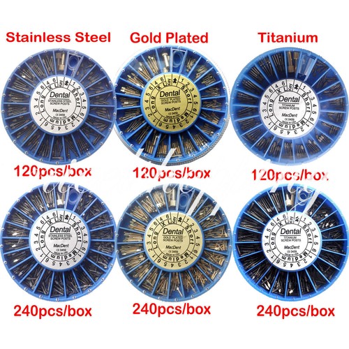 Dental Post Noride Gold Plated/Titanium/Stainless Assorted Tapered ...