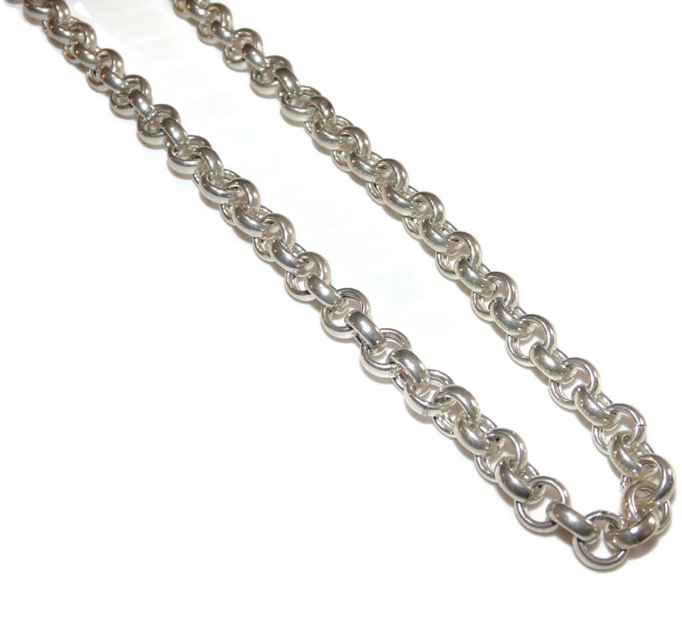 Estate Men's Rocker Biker Sterling Silver Rolo Links Chain Necklace 20 ...