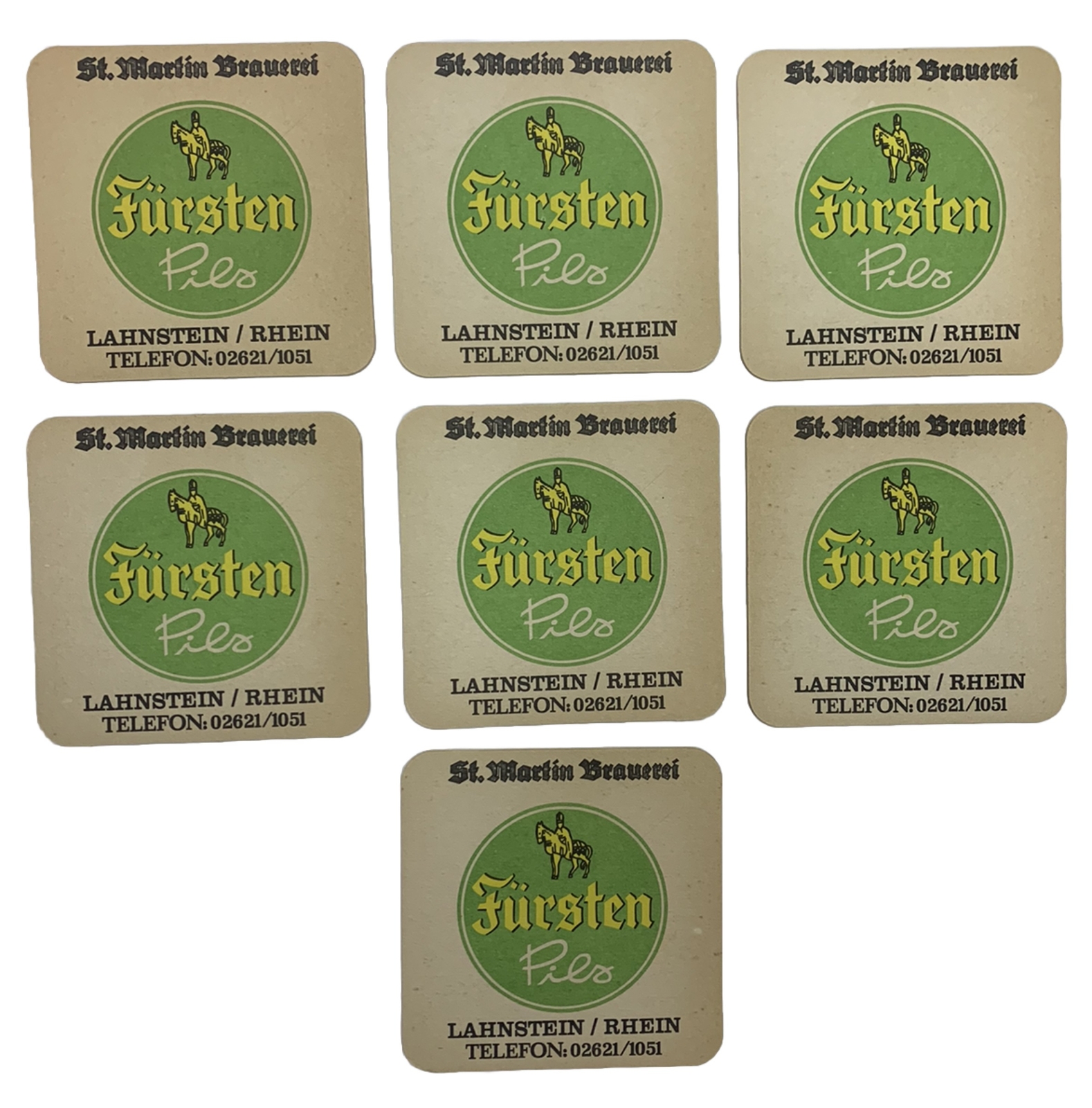 Vintage FURSTEN PILS COASTERS Set of 7, ST. Martin Brauerei GERMANY 3.7 ...