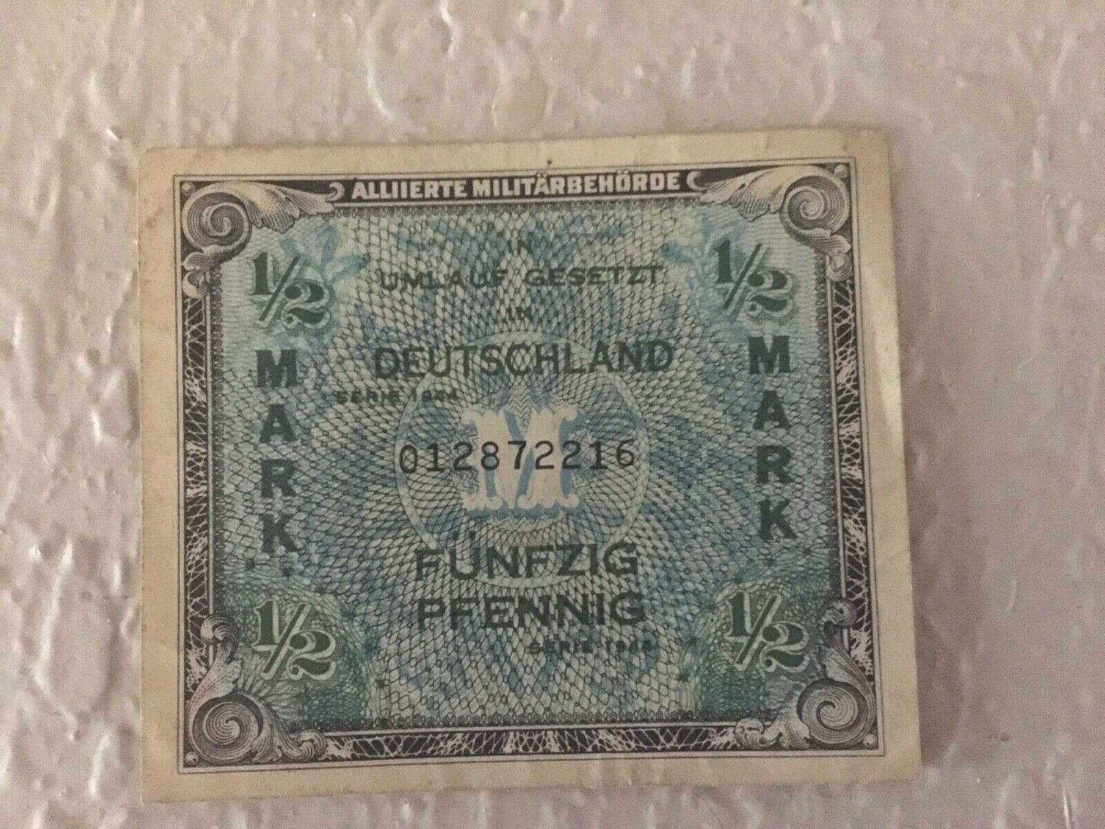1944 GERMAN CURRENCY ALLIIERTE MILITARBEHORD DEUTSHLAND FUNFZIG PFENNIG ...