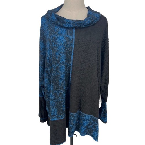 NWT Ali Miles Women's 1X (XL 14/16 Cowl Neck Tunic Sweater Blue Long ...