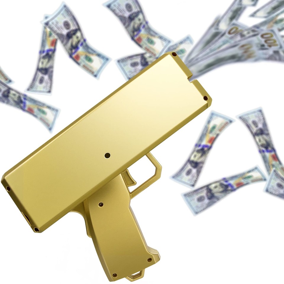 Handheld Money Shooter Toy - Golden Cash Spray Make It Rain Paper Play ...