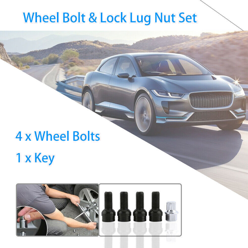 4+1 17mm Steel Wheel Bolt & Lock Lug Nut Set With Key Fits VW Golf Audi ...
