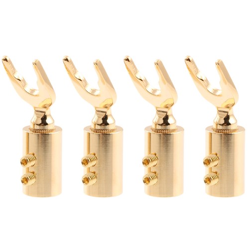 4pcs Y/U Type Speaker Plugs Fork Spade Connector Gold Plated Pure Red ...