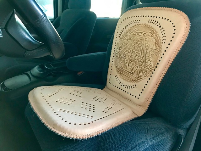 Genuine Mexican Respaldo Leather Car/Truck Seat Cushion Aztec Temple ...