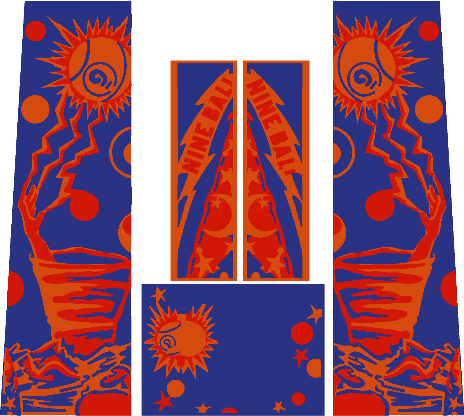 Stern NINEBALL NINE BALL Pinball Machine CABINET Decal Set | eBay