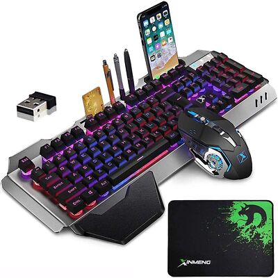 XINMENG Gaming Keyboard Mouse Mousepad 3 in 1 Combo Wired RGB Backlit ...