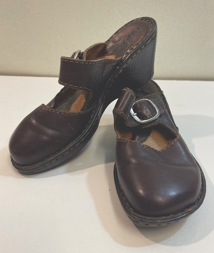 Born Clogs Women’s US 7 M EUR 38 Brown Leather Mules Slip On Shoes ...