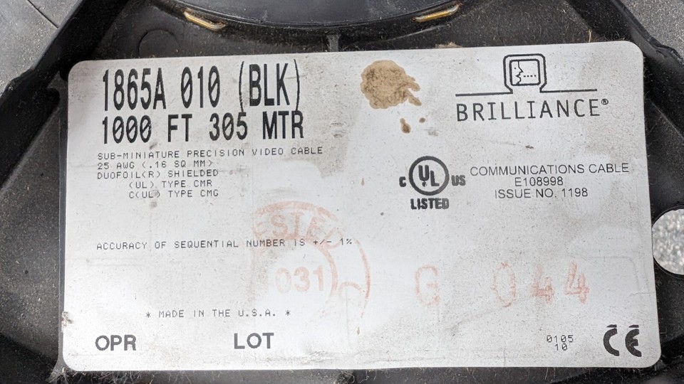 Belden 1865A 010 Sub-Miniature RG59/U SDI 25 AWG Precision Video Cable ...