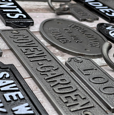 WALL PLAQUE/SIGN CAST IRON - OVER 130 designs- various finishes-VINTAGE ...