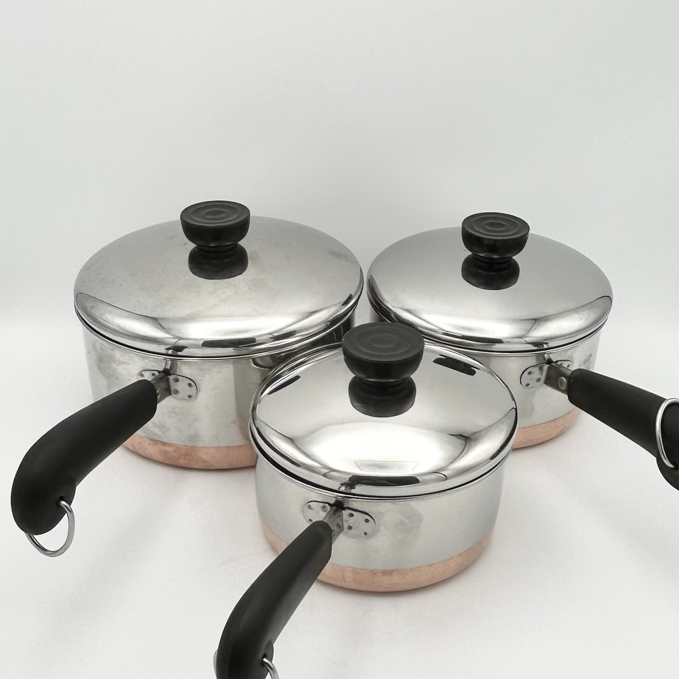 Revere Ware 6 Piece Set Sauce Pots & Lids Stainless Steel Copper Clad ...