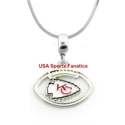 NFL Kansas City Chiefs Football Logo Pendant Necklace On A 925 Snake ...