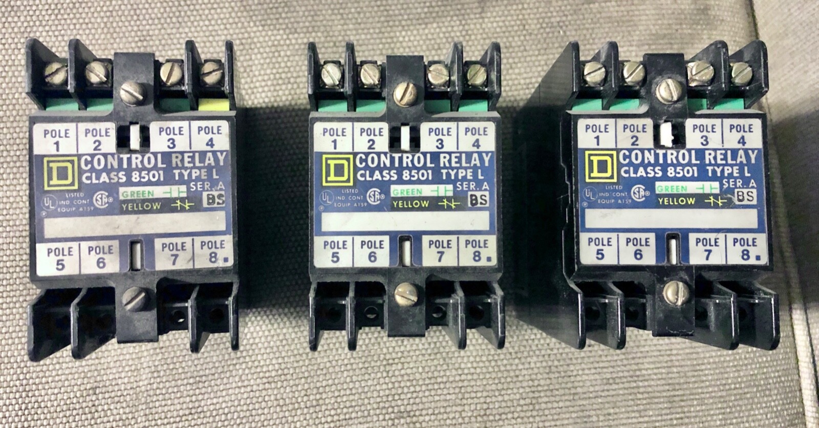 Lot of 3 Square D Class 8501 Type L0-40 Control Relays Ser A | eBay