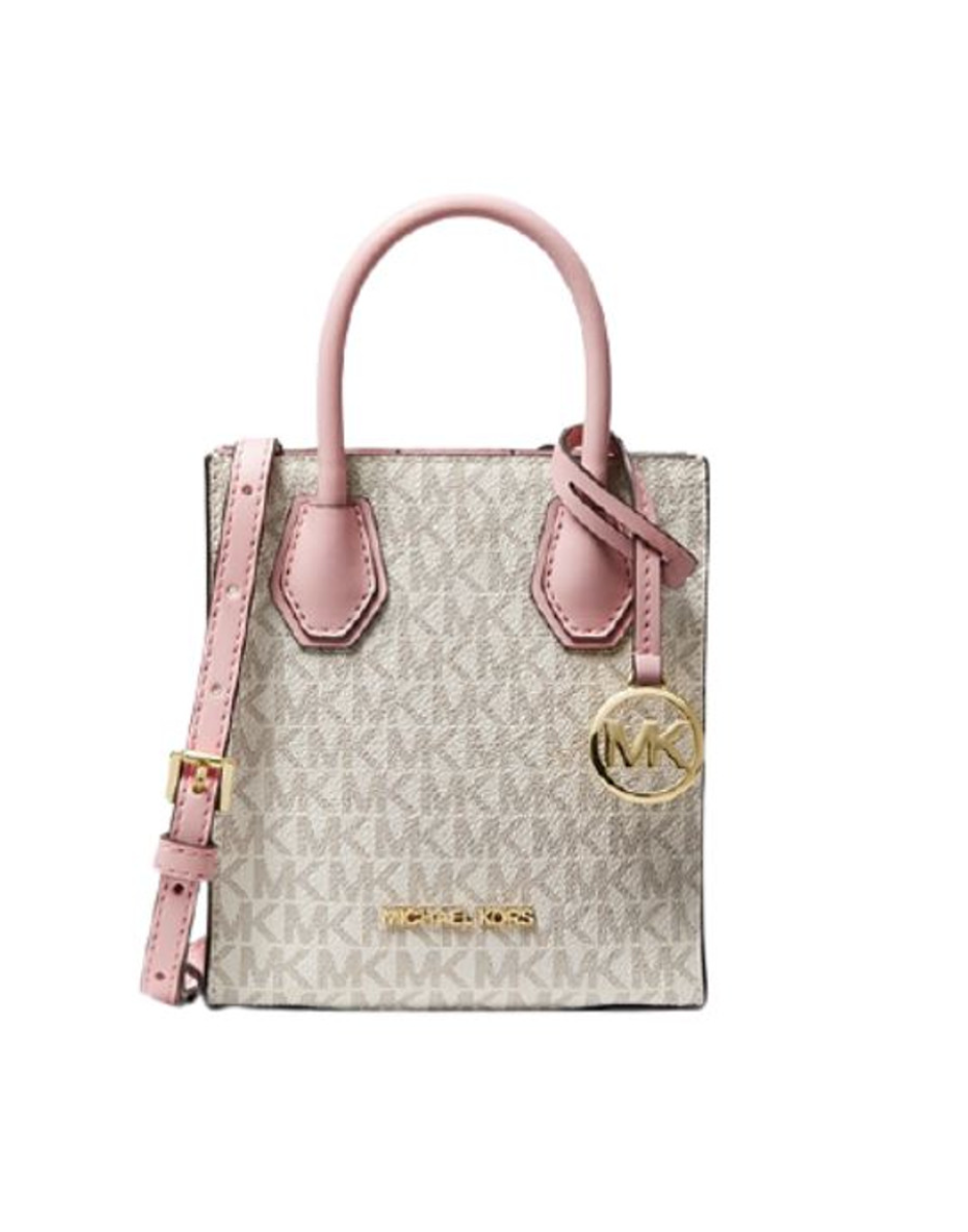 Michael Kors Mercer Extra-Small Logo and Leather Crossbody Bag - Powder ...
