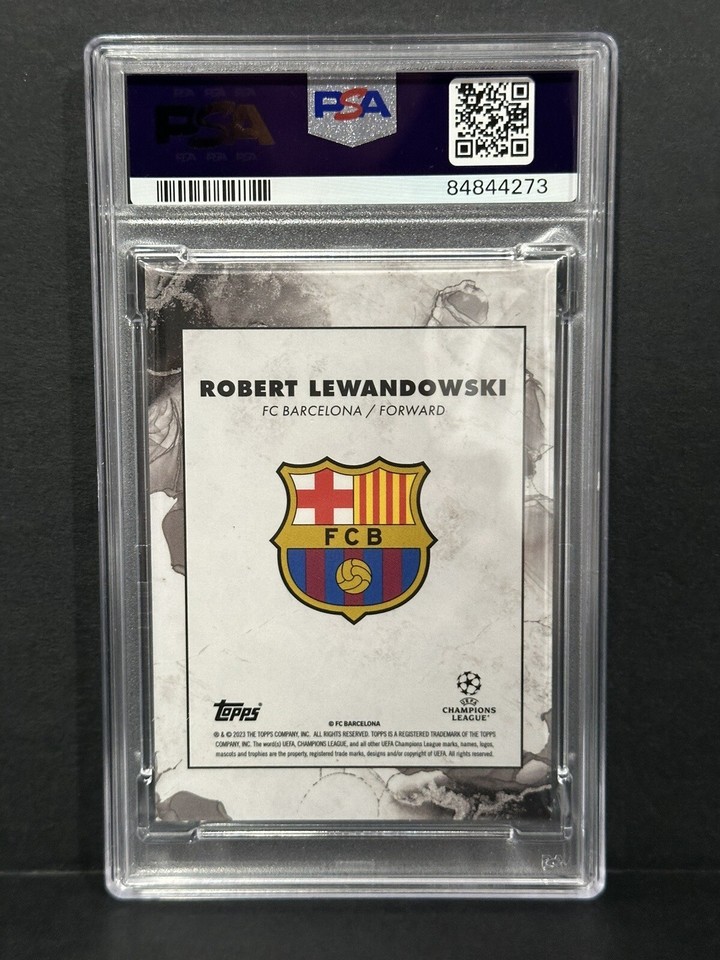 2022-23 Topps Inception UCL Barcelona Robert Lewandowski Blue /49 PSA ...