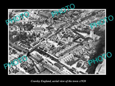 OLD 6 X 4 HISTORIC PHOTO OF CRAWLEY ENGLAND AERIAL VIEW OF THE TOWN ...