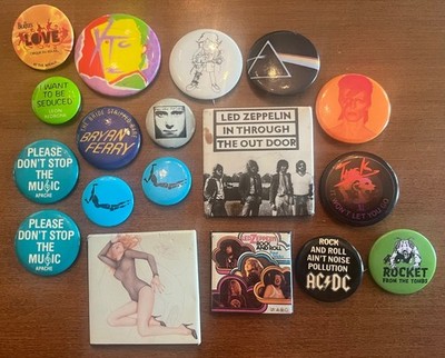 Vintage Classic Rock Button Lot Pin Pinback 18x Led Zeppelin David ...