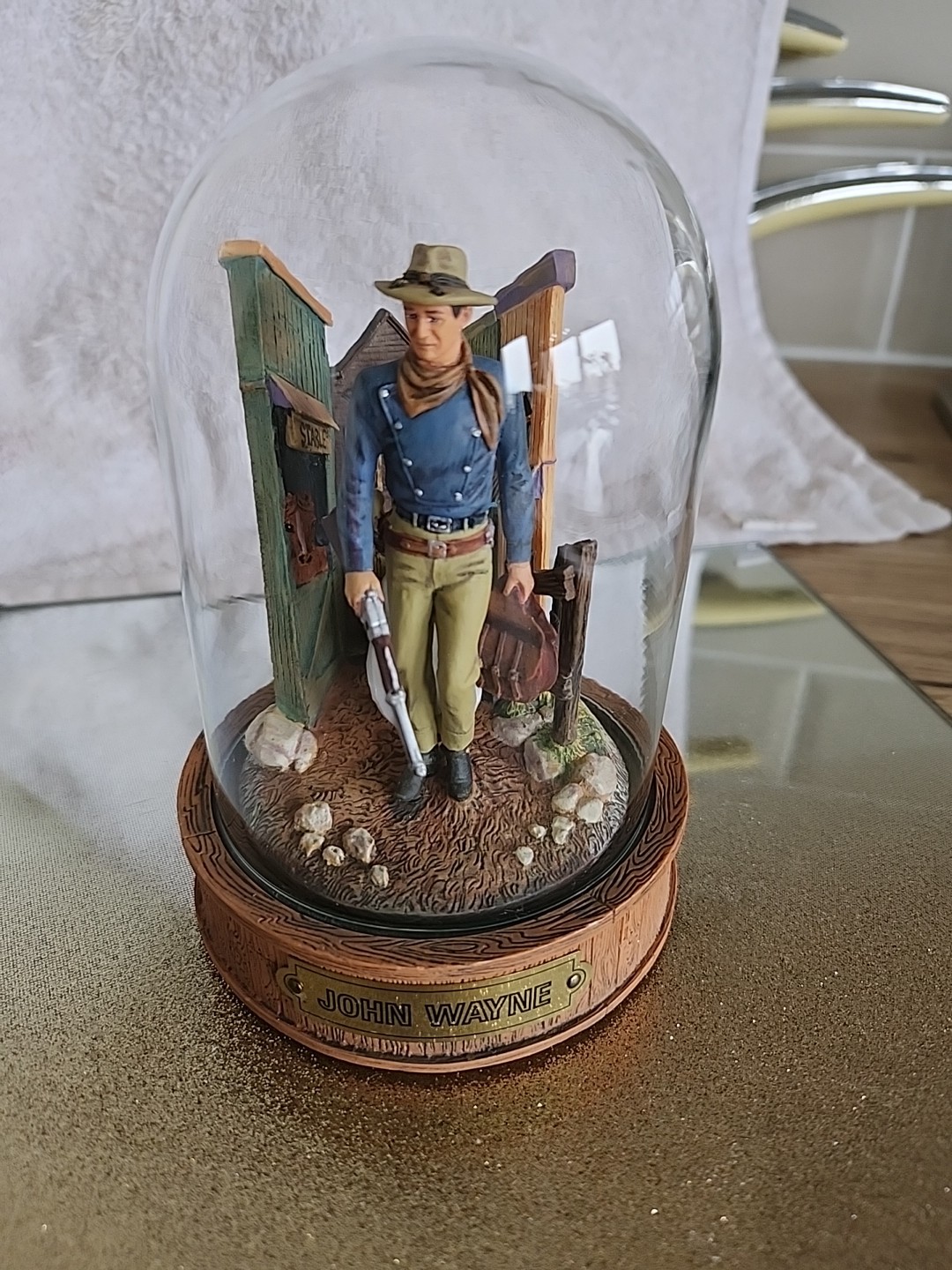 TFM John Wayne Hand Painted Sculpture Under Glass Dome | eBay UK