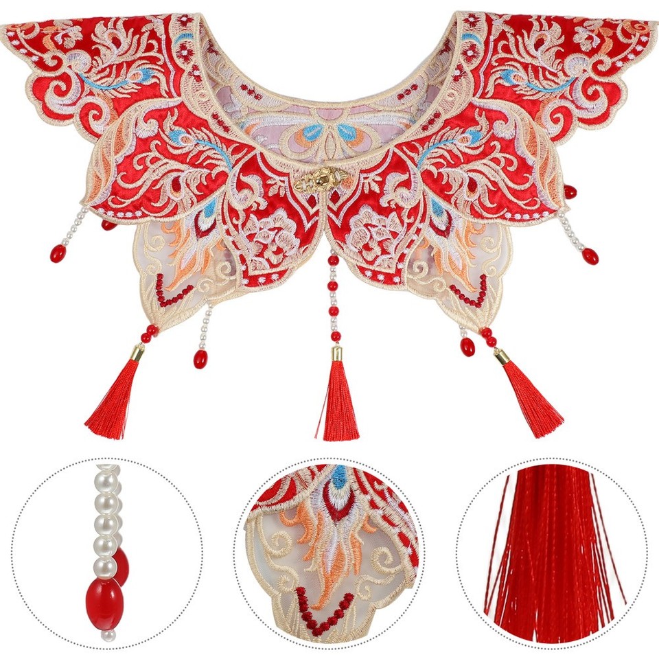 Graduation Gown Accessories Hanfu Cape with Tassels Flowers Shoulder ...
