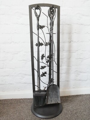 2.5 Ft Tall Companion Set Oak Leaf Design ~ Fire Poker Shovel Brush ...