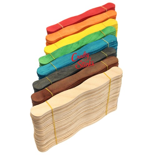 100 Wavy Jumbo Wood Craft Sticks for Wedding Fans and Crafts -FREE ...
