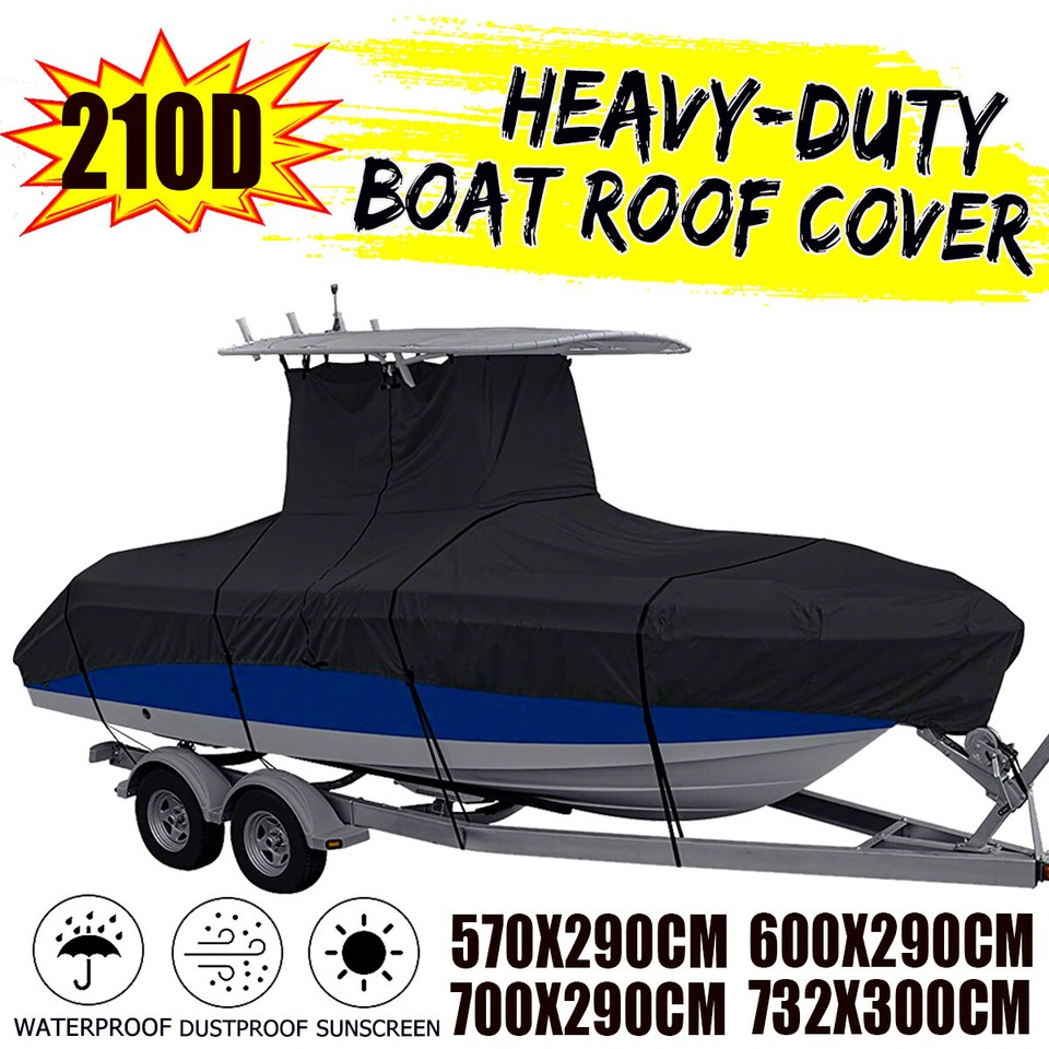 17-22FT 210D Heavy Duty Center Console T-Top Roof Boat Cover Waterproof ...