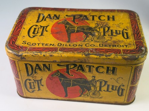 Nice Antique Dan Patch Cut Plug Advertising Tobacco Tin Scooter Dillon ...