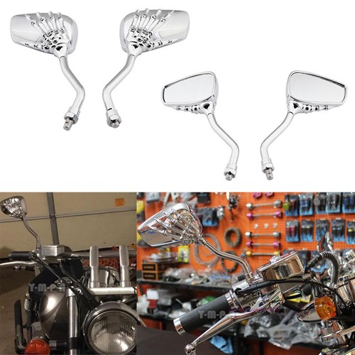 Skull Claw Rearview Mirrors 8/10mm Screw Chrome For Custom Motorcycle ...