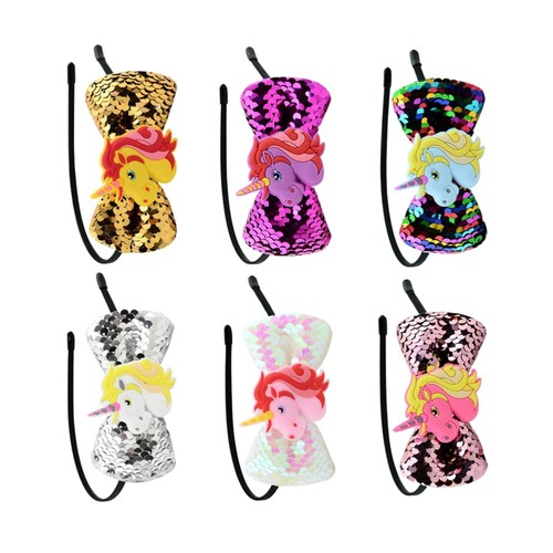 6pcs licorne bande de cheveux paillettes paillettes bandeau arc-en-ciel ...