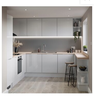 Kitchen 1000mm Wall & Base Unit & Matt Grey Slab Door Carcass Carcasses ...