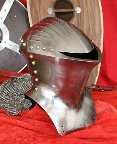Medieval Warrior Jousting cabinet Helmet Battle Ready Knight Frog Face ...