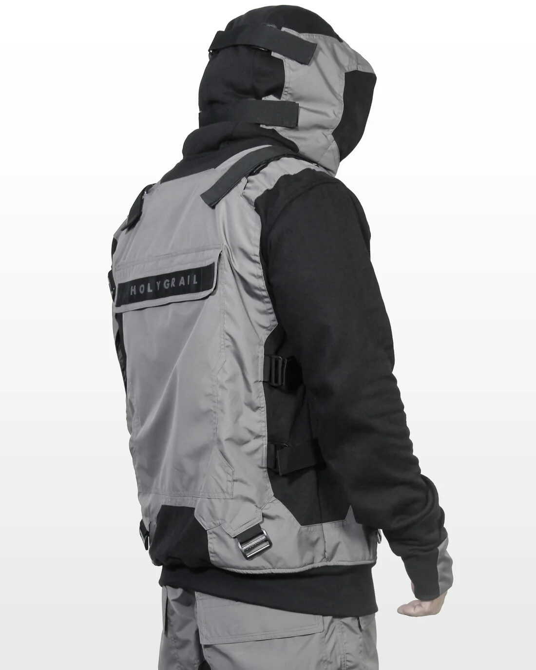 Men's Techwear Gray Jacket Vest fleece Pullover Hoodie TAC-BHV.02/GREY ...