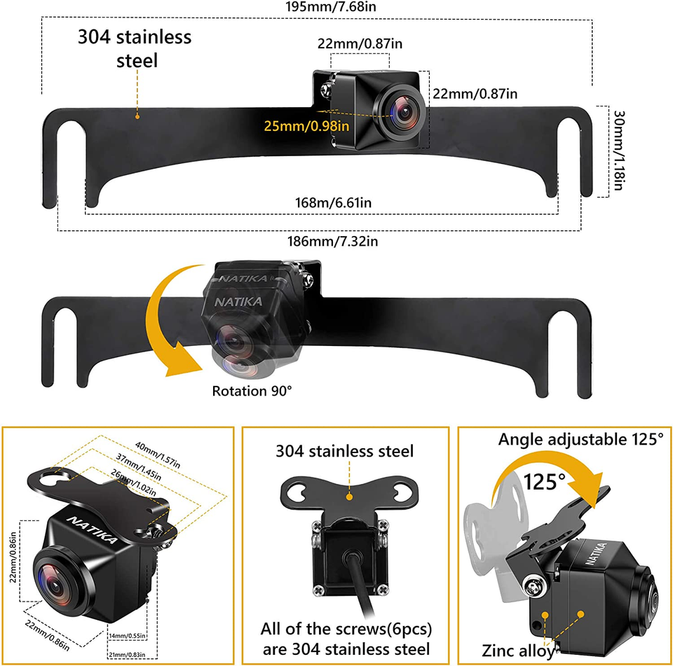 Front View Camera: Night Vision HD Waterproof Backup/Reverse/Rear ...