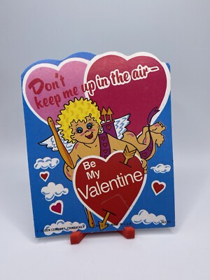 Unused Valentine Boy Angel Heart Candy Sucker Lollipop Vtg Card E Rosen ...
