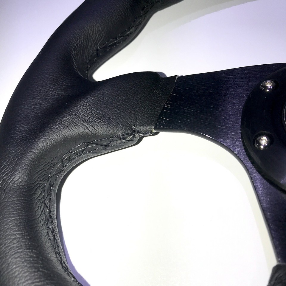 320mm Leather Yellow Strip D Shape Steering Wheel Race Fit MOMO Boss ...