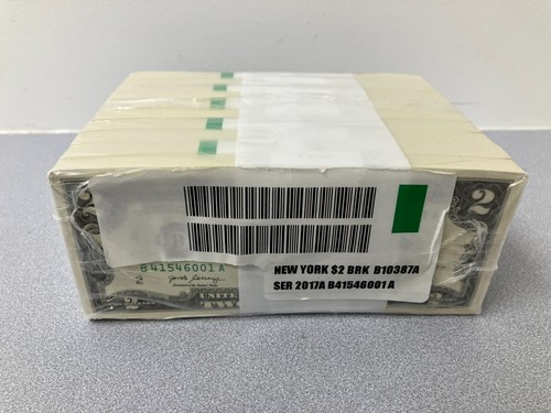 Full Brick Series 2017A Two Dollar $2 Bill Pack 1000 notes NEW YORK ...