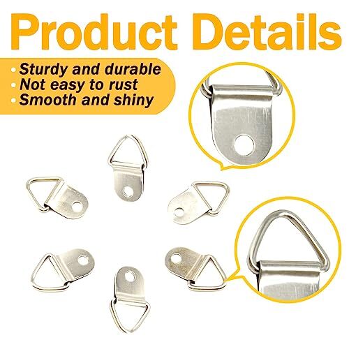 100 Pcs D-Ring Triangle Hooks with Screws for Hanging Picture Artwork ...