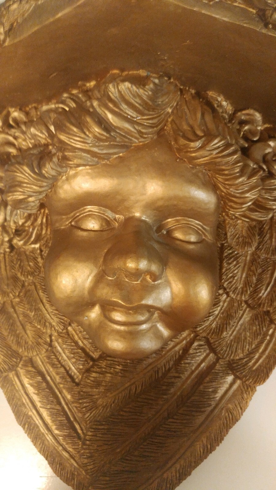 Vintage Angel Face Wings Wall Shelf Art Cherub Resin Lot of Two Hanging ...