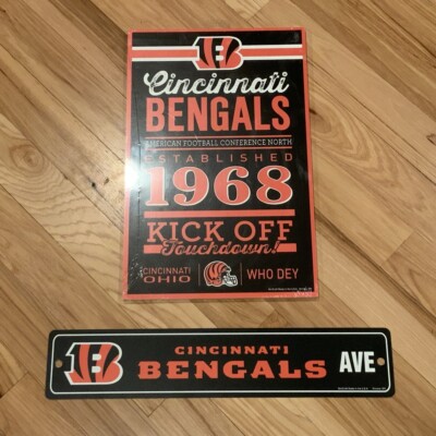 CINCINNATI BENGALS Street Sign & Kick Off TD WOOD SIGN WHO DEY WHO DEY ...