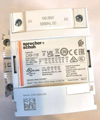 SPRECHER & SCHUH CA9-116-11-120W-L 3 Pole Aux. Contactor 1NO & 1NC | eBay