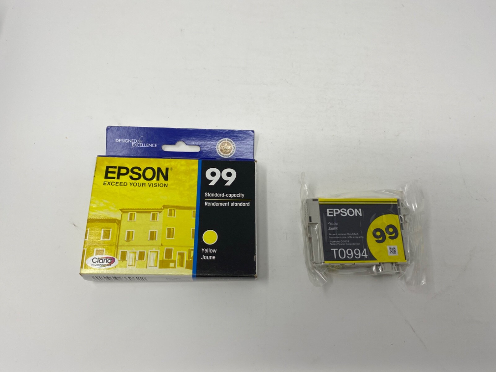 (2) Epson 99 Yellow Ink Cartridge T099420 T0994 New Genuine EXP 9/2015 ...