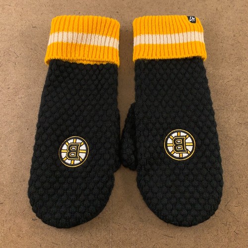 Boston Bruins NHL '47 Women's One Size Black Gold Sweater Knit Mittens ...