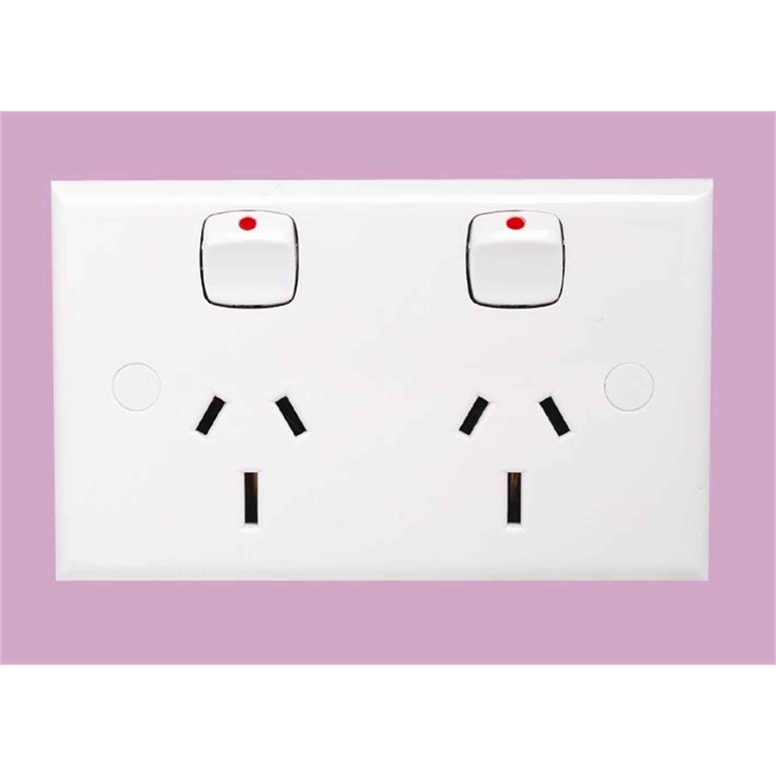 HPM 15A DOUBLE POWERPOINT SWITCH Standard Profile 240V White 114x70mm ...