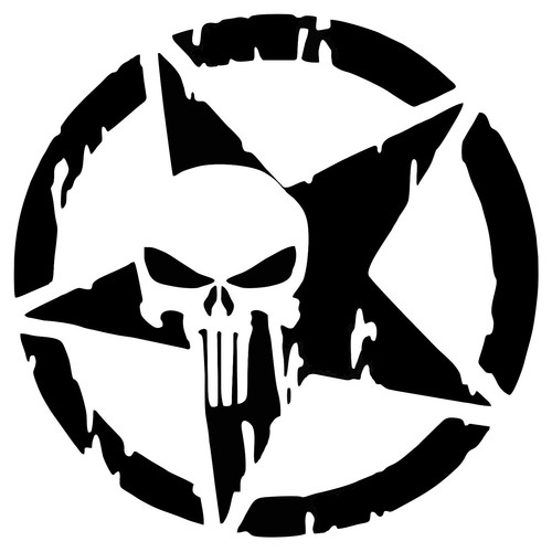 Vinyl Decal Army Star Ripped Skull sticker car window bumper truck hood ...