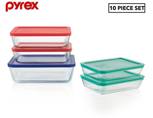 Pyrex 10-Piece Simply Store Rectangle Set - Clear | eBay Australia